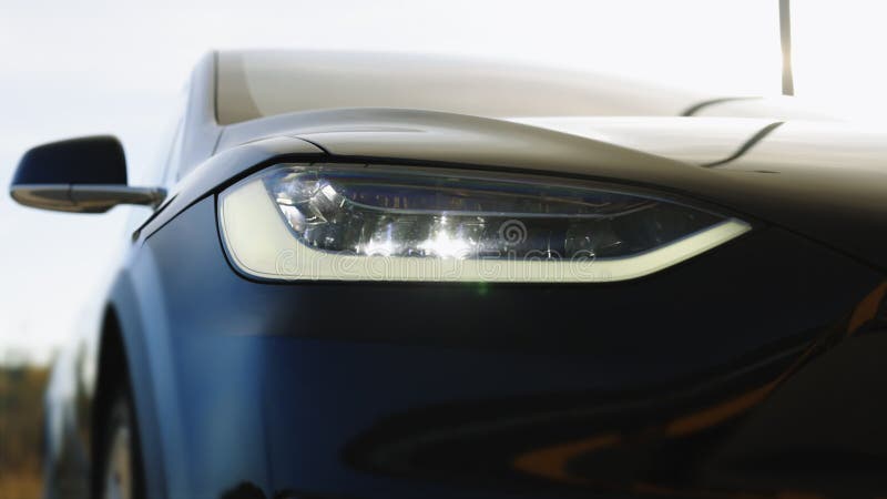 Car Front Full Led Matrice Light. Modern Adaptive Car Headlamp Flashing ...