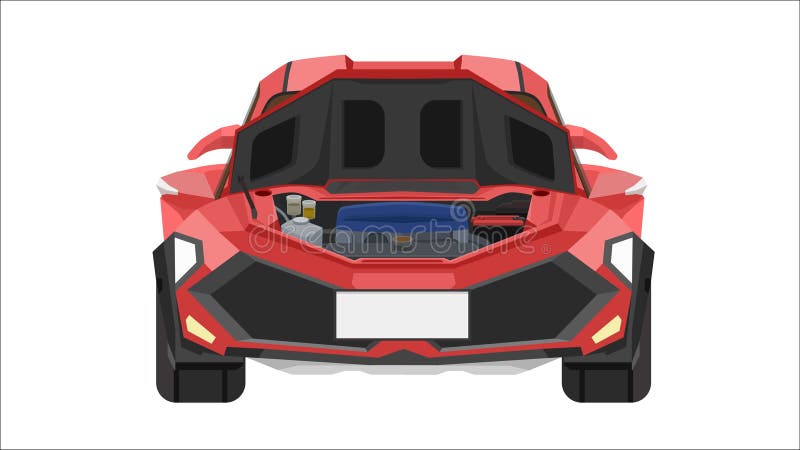 Sport Car Red Color Open Hood. Stock Vector - Illustration of detail ...