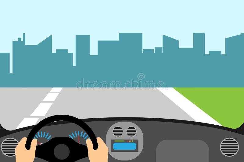 Car Front Seat Interior Driver View Flat Style Stock Vector ...