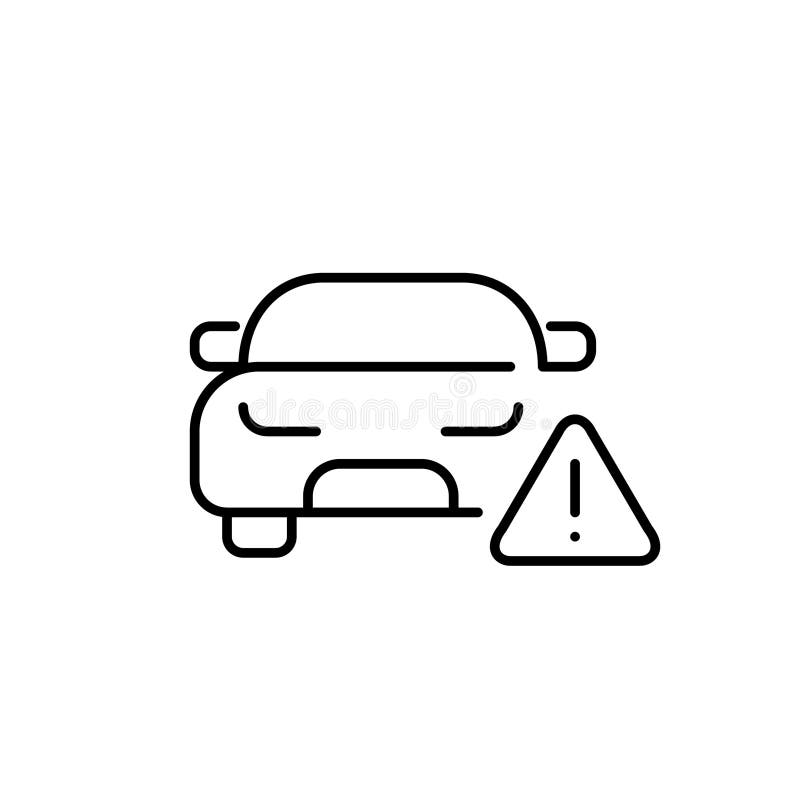 Car Front View and Exclamation Mark on Triangle. Road Accident, Safety ...