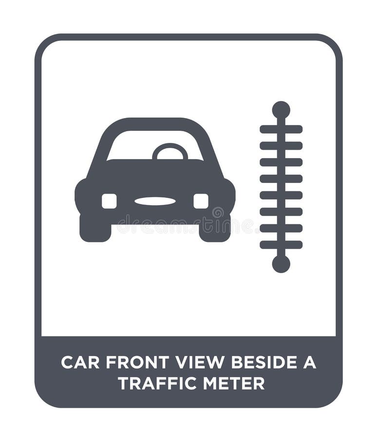 Car Front View beside a Traffic Meter Icon in Trendy Design Style. Car ...