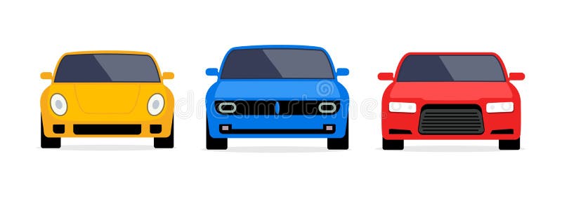 Car Front View Vector Flat Icon. Car Parking Cartoon Front Design Shape ...