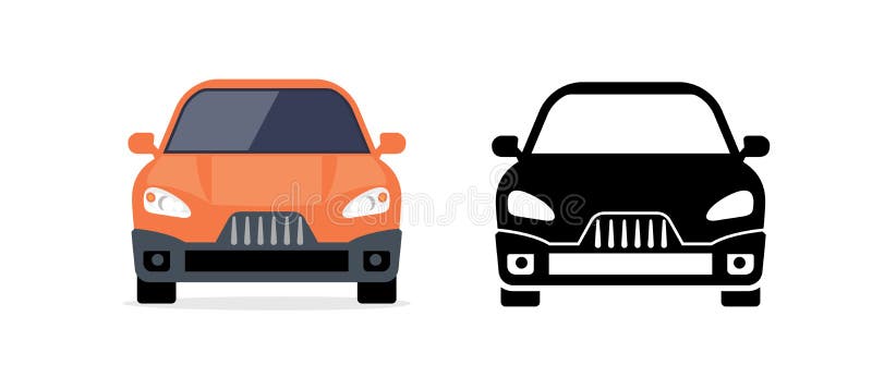 Car Front View Vector Flat Icon. Car Parking Cartoon Front Design Shape ...