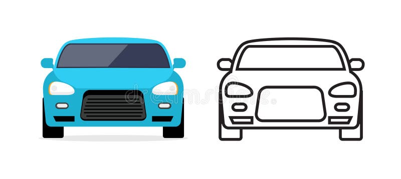 Car Front View Vector Flat Icon. Car Parking Cartoon Front Design Shape ...