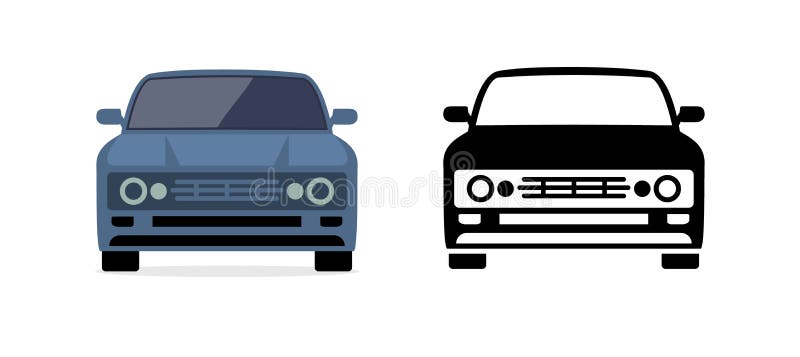 Car Front View Vector Flat Icon. Car Parking Cartoon Front Design Shape ...