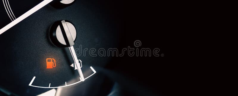 Car Fuel Indicator with a Low Level Fuel on Dashboard of a Car Stock ...