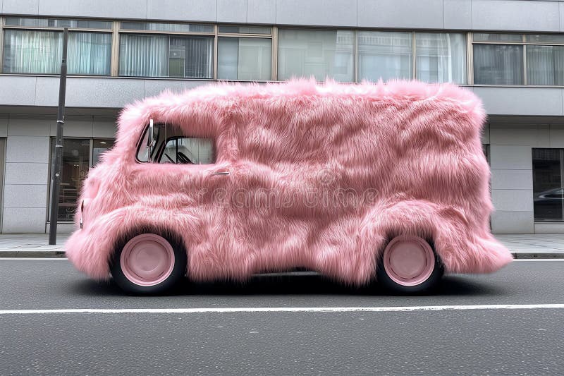 Car Fully Covered with Fluffy Fur, AI Generated Stock Illustration ...