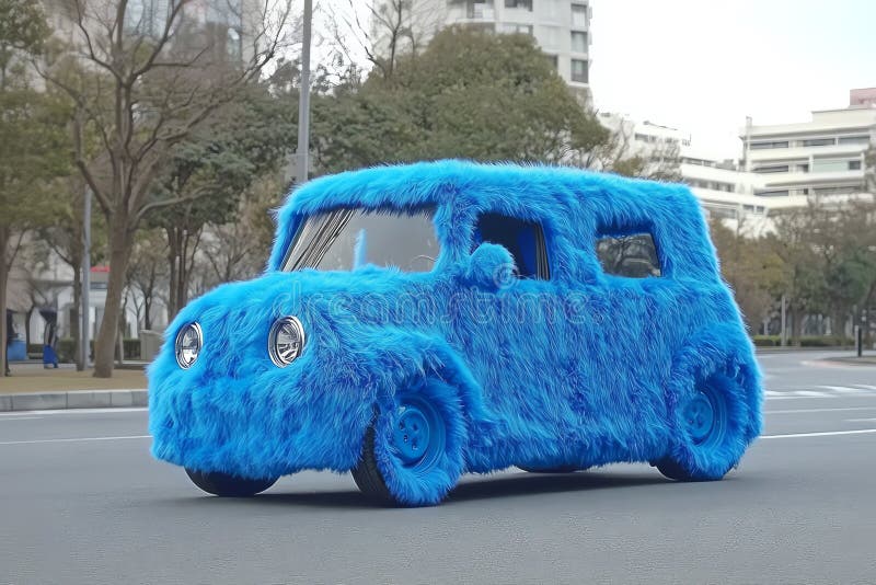 Car Fully Covered with Fluffy Fur, AI Generated Stock Illustration ...