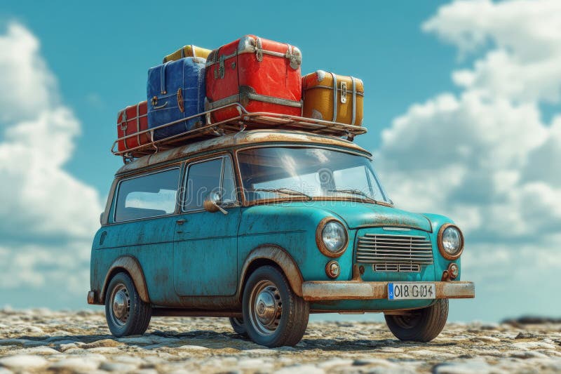 A Car Fully Loaded with Luggage, Humorous and Relatable, Travel Theme ...
