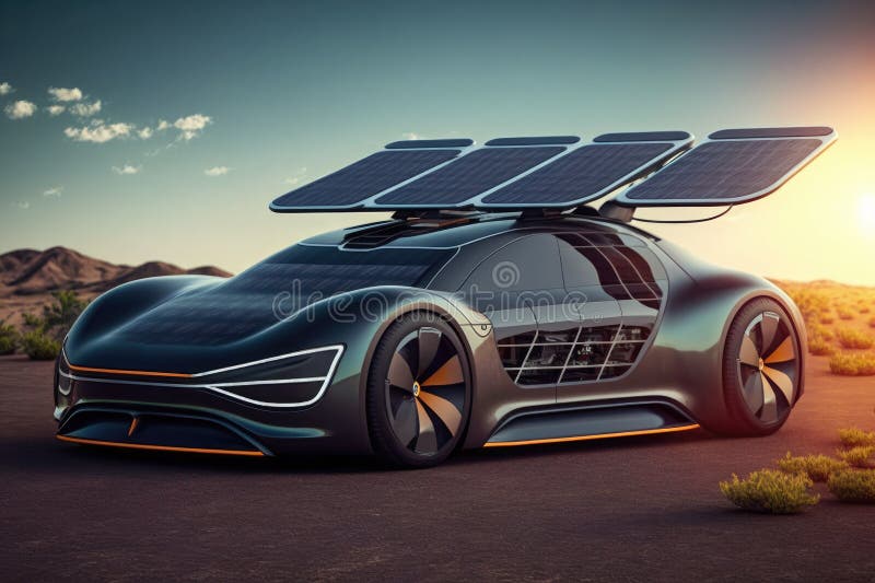 A Car from the Future, a Car with a Built-in Solar Panel, a Solar Panel ...