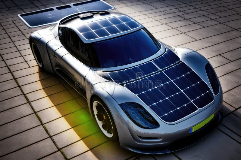 A Car from the Future, a Car with a Built-in Solar Panel, a Solar Panel ...
