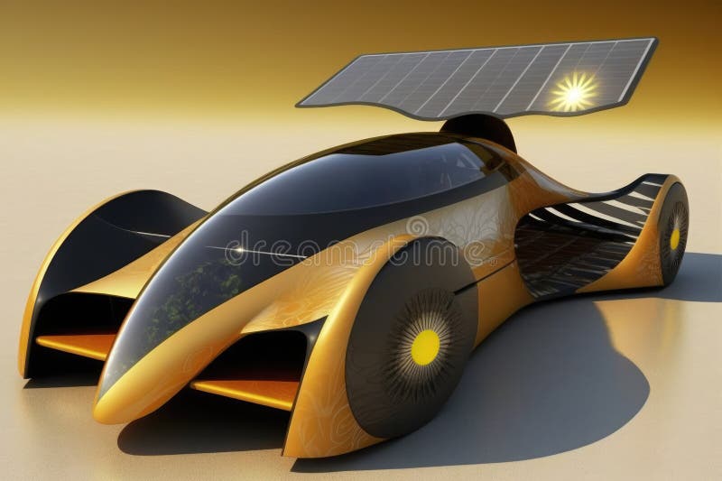 A Car from the Future, a Car with a Built-in Solar Panel, a Solar Panel ...