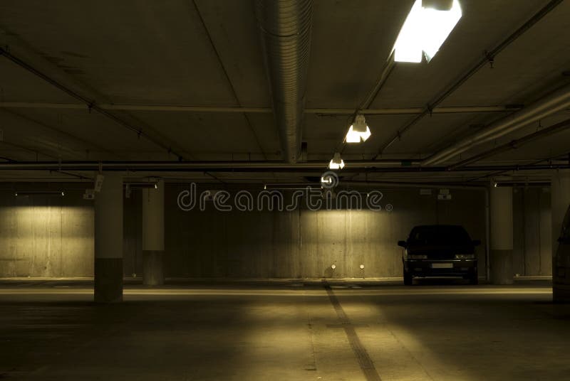 Car with Its Lights on in the Garage Stock Photo - Image of motion ...
