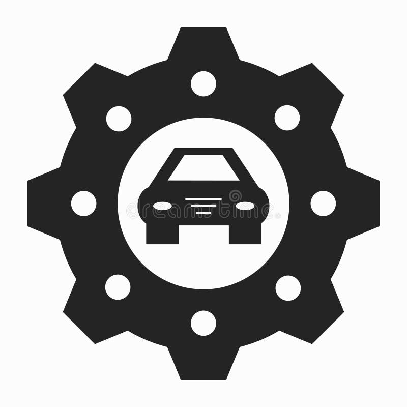Car and Gear is Isolated Black Symbol Stock Illustration - Illustration ...