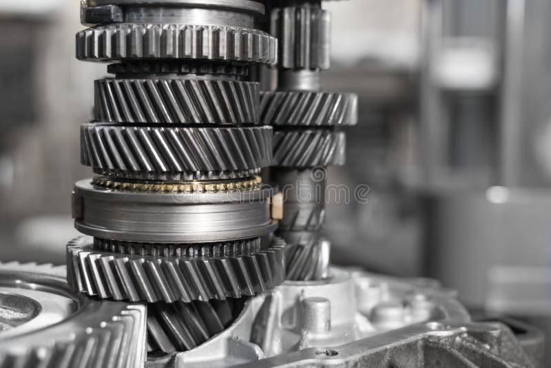 Car Gearbox Disassembled on a Table in Car Service. Close Up Stock ...