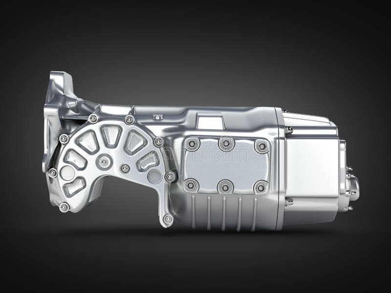 Car Gearbox Side View on Black Background 3D Stock Illustration ...