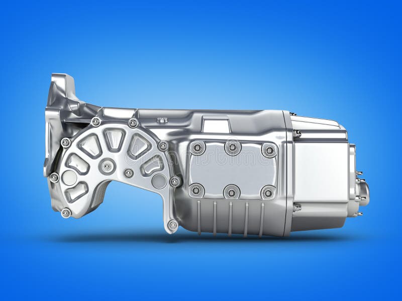 Car Gearbox Side View on Blue Background 3D Stock Illustration ...
