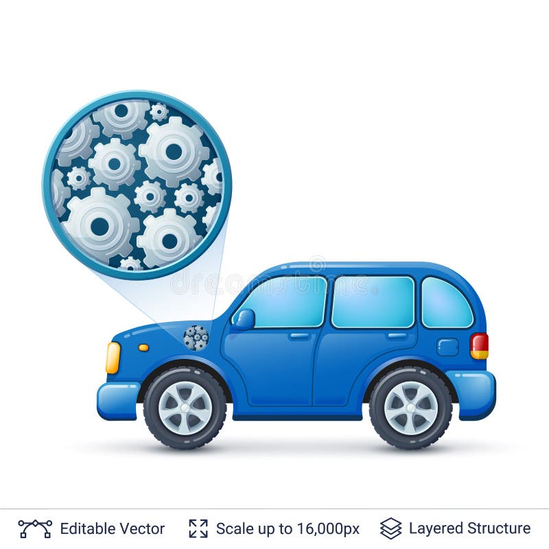 Car and gears. stock vector. Illustration of gear, workshop - 95324163