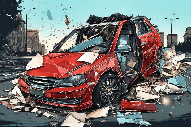 The Car Get Damaged in an Accident on the Road. Broken Car after a ...