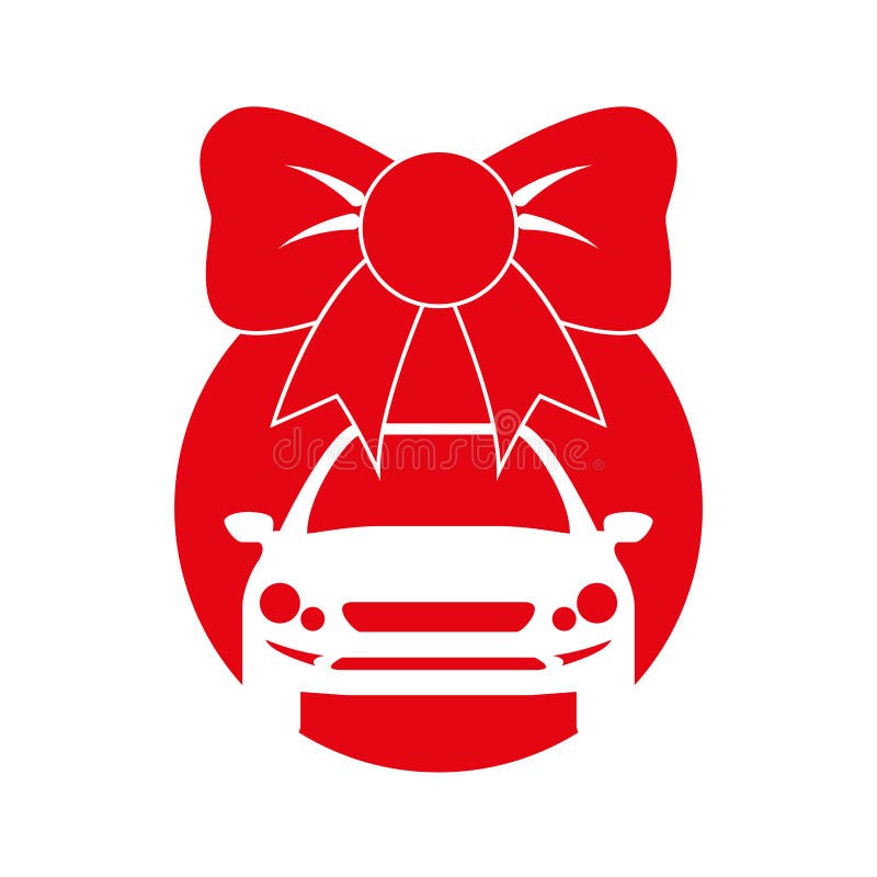 Car Gift Ribbon Red Circle Icon Stock Vector - Illustration of icon ...