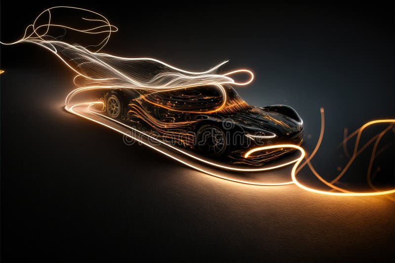 A Car with a Glowing Tail Lights on it S Side in the Dark Stock ...