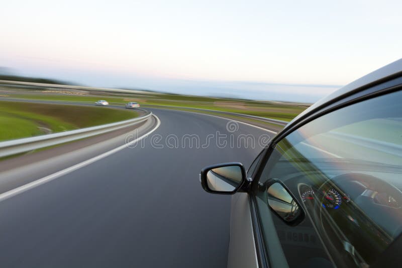 Car goes very fast to turn stock image. Image of outside - 15131251