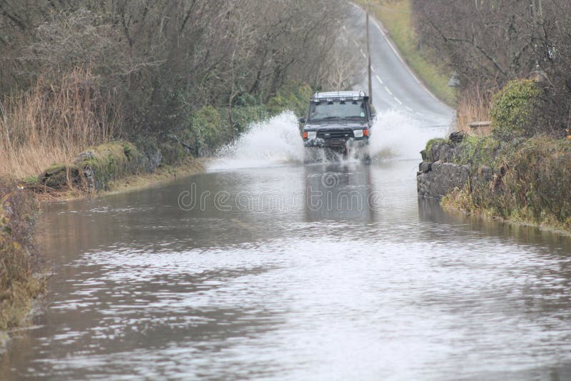 Car Going through Flood stock image. Image of pembrokeshire - 28322401