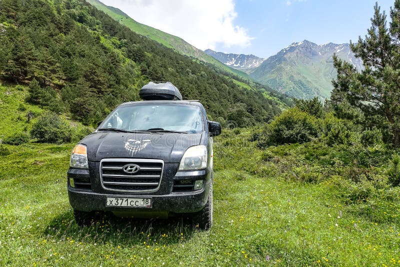 The Car is in the Gorge of the Cherek River in the Vicinity of the ...