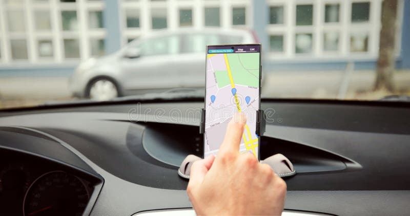 Car with GPS Navigation Maps Stock Photo - Image of touch, touchscreen ...