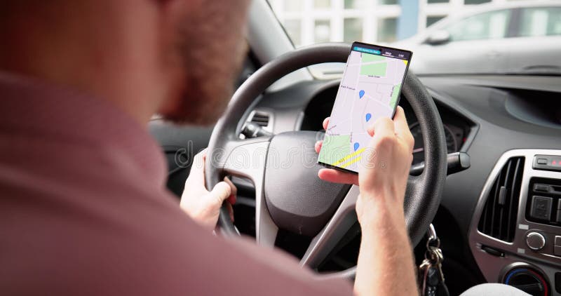 Car with GPS Navigation Maps Stock Image - Image of mobile, touchscreen ...