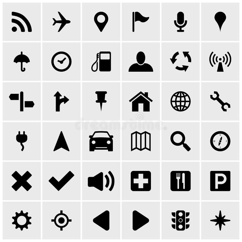 Car Gps Navigation System Icon Set Stock Vector - Illustration of ...