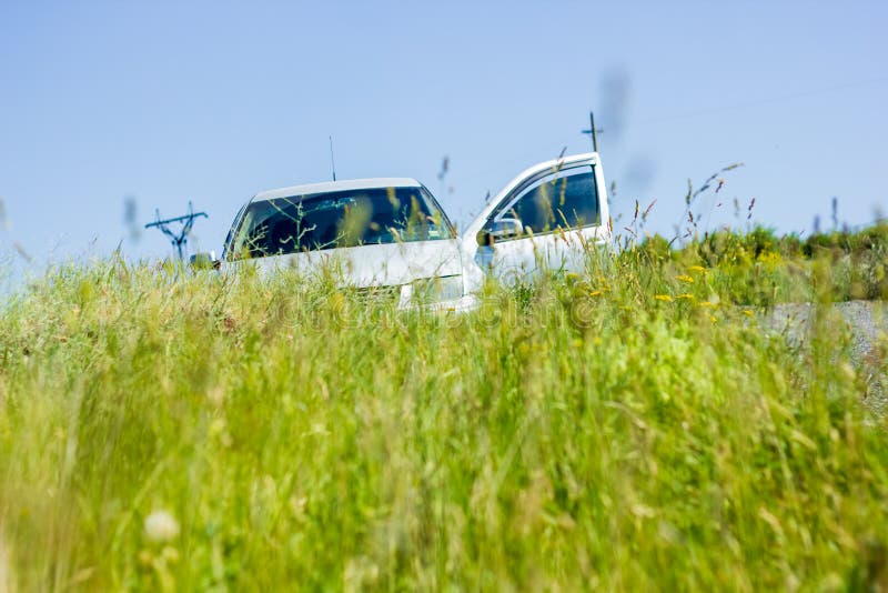 Car on the Grass, Car in the Field Stock Photo - Image of countryside ...