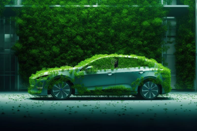 Car on the Grass. Generic Car Made Out of Green Stock Illustration ...
