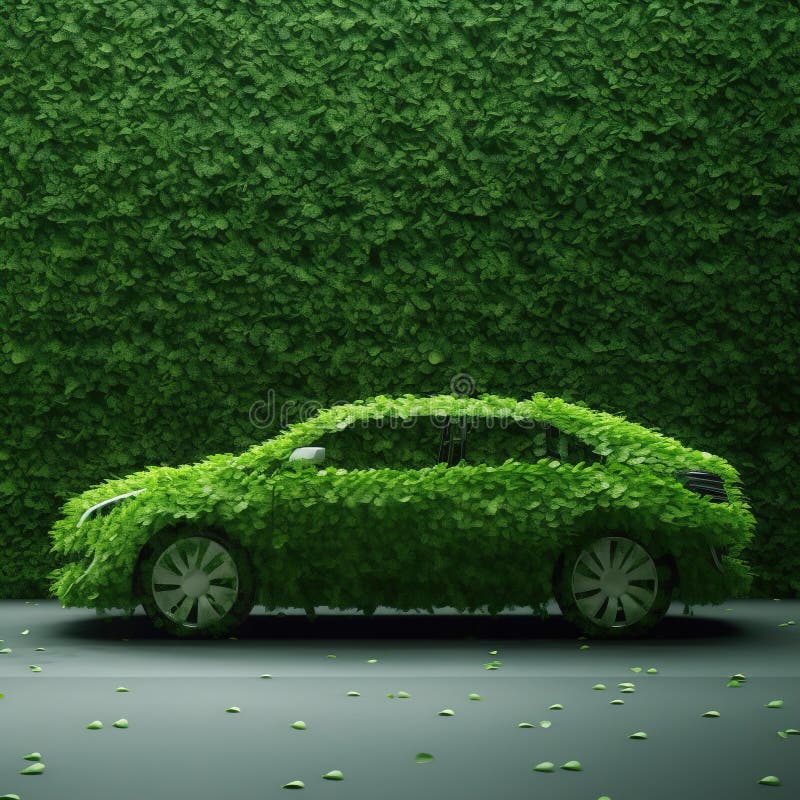 Car on the Grass. Generic Car Made Out of Green Stock Illustration ...