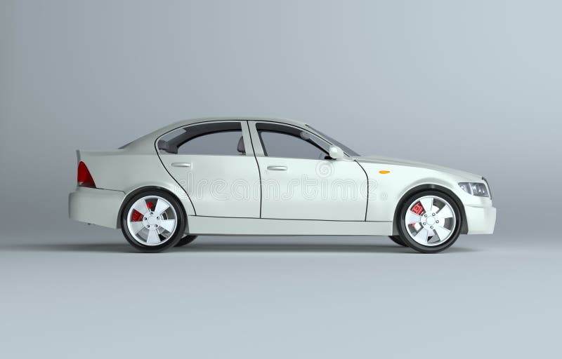 Car on Gray Studio Background - White Paint Stock Illustration ...