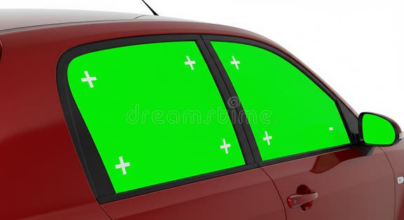 Car with Green Screen Windows for Compositing or Advertisement Mockups ...