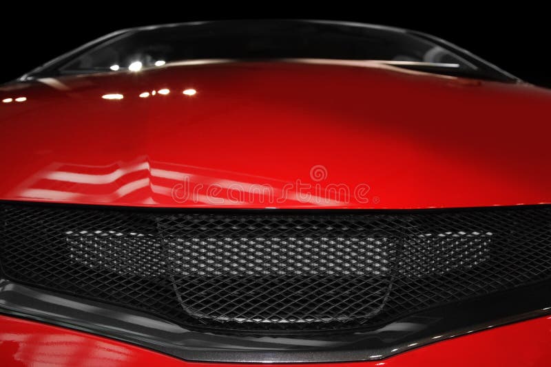 New Car Hidden Under Red Cover Stock Photo - Image of awards, engine ...