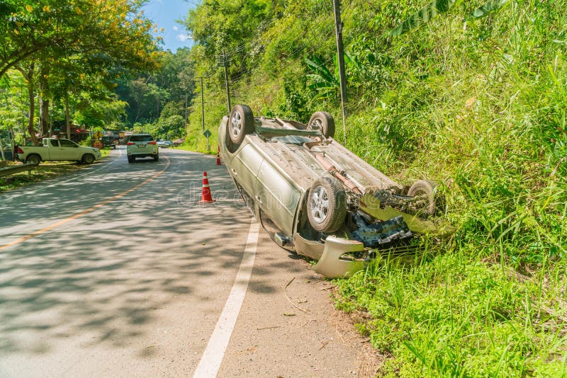 The Car Had an Accident Overturned on the Road., Car Accident ...