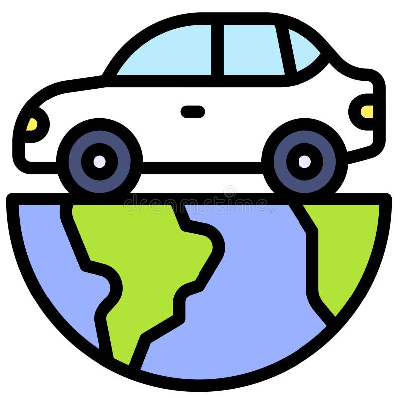 Car on Half Earth Icon, Earth Day Related Vector Stock Vector ...