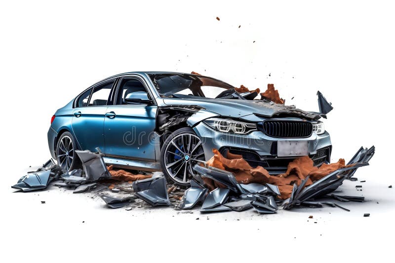 Photo of a Severely Damaged and Crumpled Car after a Collision Stock ...