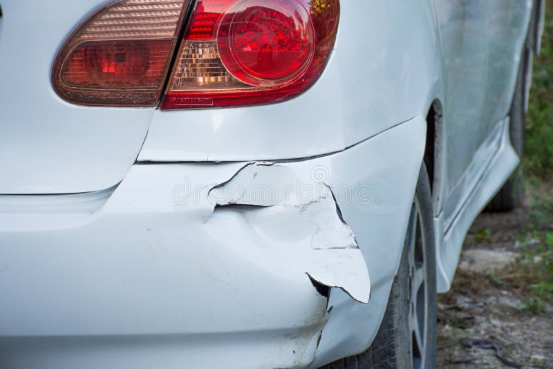 Car Has a Dented Rear Bumper Stock Image - Image of metal, street: 81710531