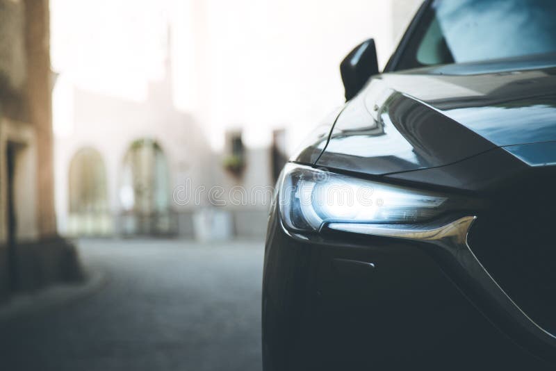 Car Head Light: Close Up of Headlamp of Modern Car, Led Stock Image ...