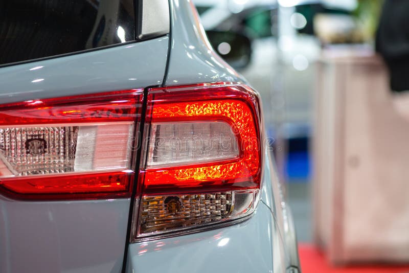 Car Headlight with Backlight. Exterior Detail.Dark Color Car - Image ...