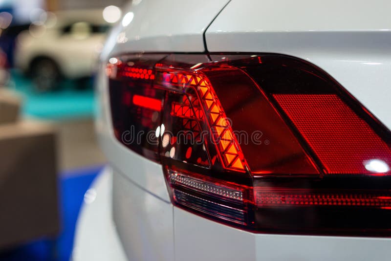 Car Headlight with Backlight. Exterior Detail.White Color Car Stock ...