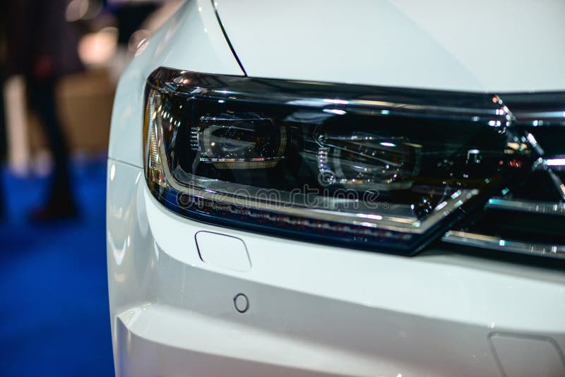 Car Headlight with Backlight. Exterior Detail.White Color Car - Image ...
