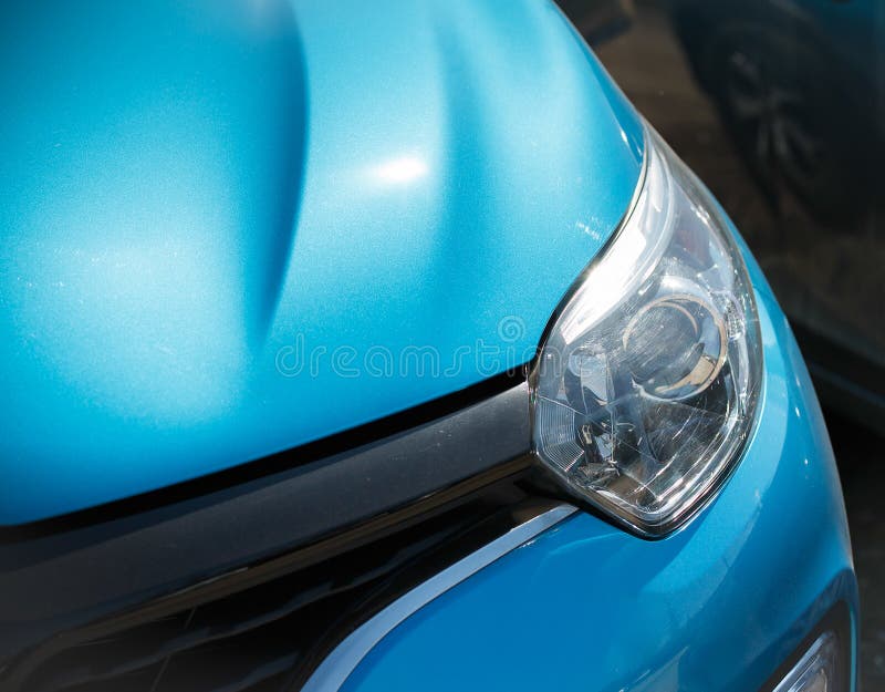 Car Headlight Blue Close-up Stock Image - Image of light, reflector ...