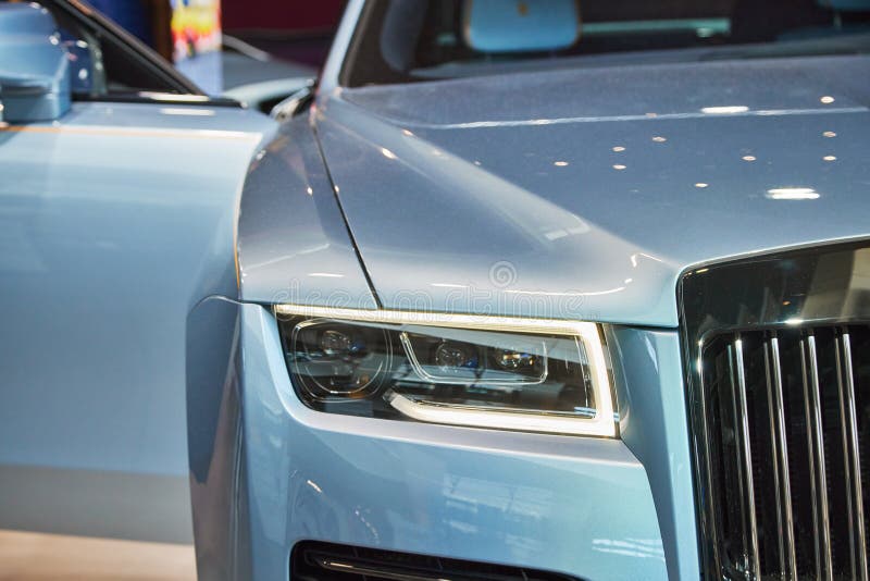 Car Headlight and Grille of Rolls-Royce Ghost Editorial Photo - Image ...