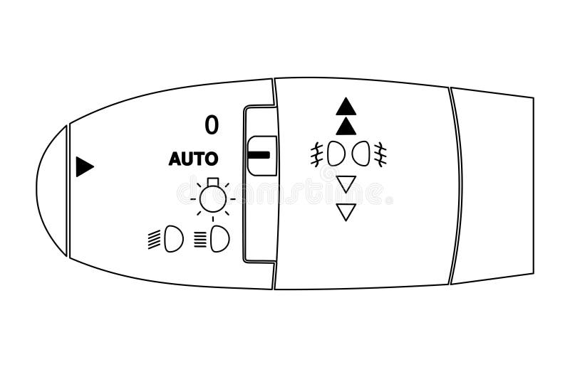 Car Headlight Switch, Stalk, Line Vector Illustration Stock Vector ...
