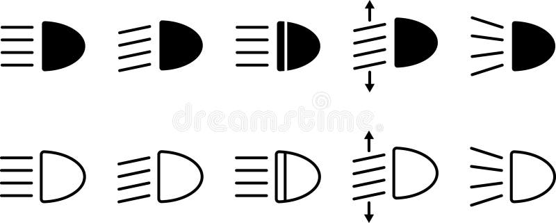 Car Headlight Symbols Vector Set. Stock Vector - Illustration of icon ...
