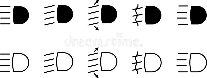 Car Headlight Symbols Vector Set. Stock Vector - Illustration of beam ...
